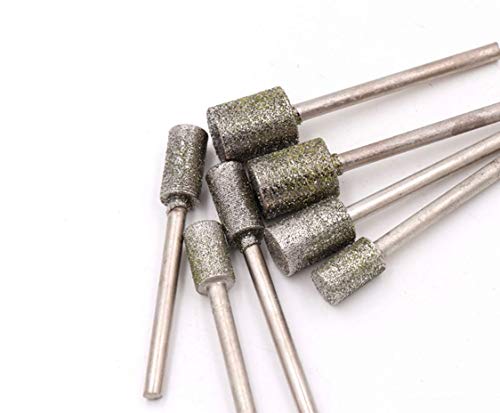10 PCS Diamond Grinding Bits, 10mm Cylinder Head,1/8” Shank, Diamond Coated Mounted Points Grinder Bits