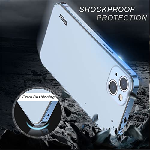 13peas Case for iPhone 13 Solid Color Slim Cover with Steel Metal Coated Plastic Frame,Anti-Scratch Protective Microfiber Lining Shell for Women Men (Pure Blue)