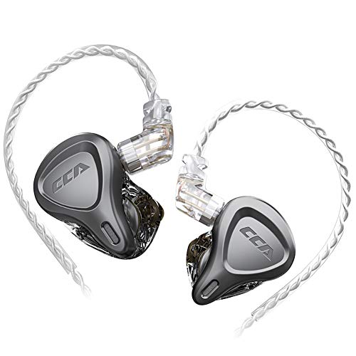 CCA CSN Hybrid Dual Drivers in-Ear Headphones, 1DD+1BA HiFi Stereo Noise Isolating IEM Wired Earphones/Earbuds/Headsets with Detachable Cable for Sports/Workout/Game (without MIC, Grey)