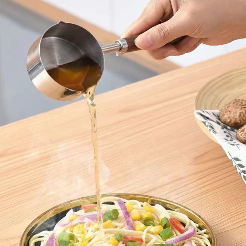 125ML Saucepan Stainless Steel Sauce Pot Double Spout Oil Pan Milk Warming Pot Frothing Pitcher Dishwasher Safe for Home Kitchen Cookware