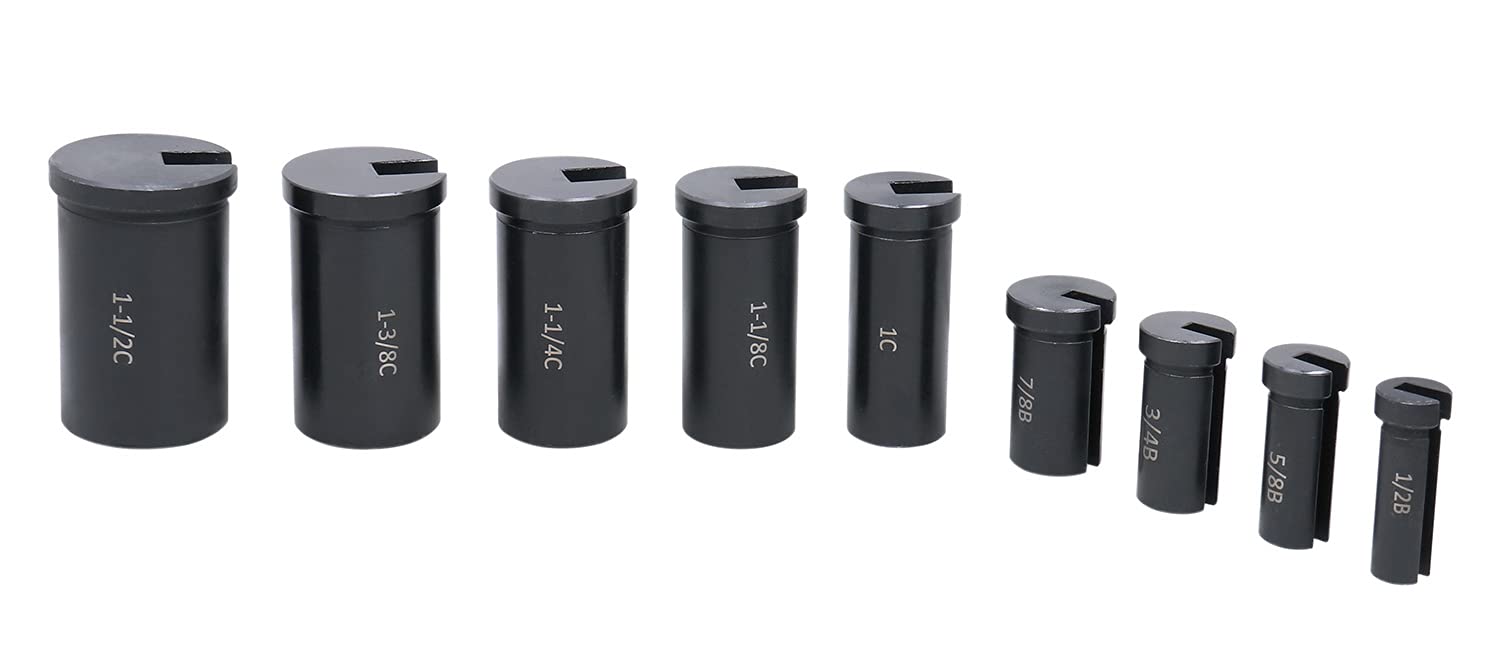 Accusize Industrial Tools - No.10 HSS Keyway Broach Set, 18 Pcs with Precision Ground Teeth, Includes 4 Broaches & 9 Bushings, 5100-0010