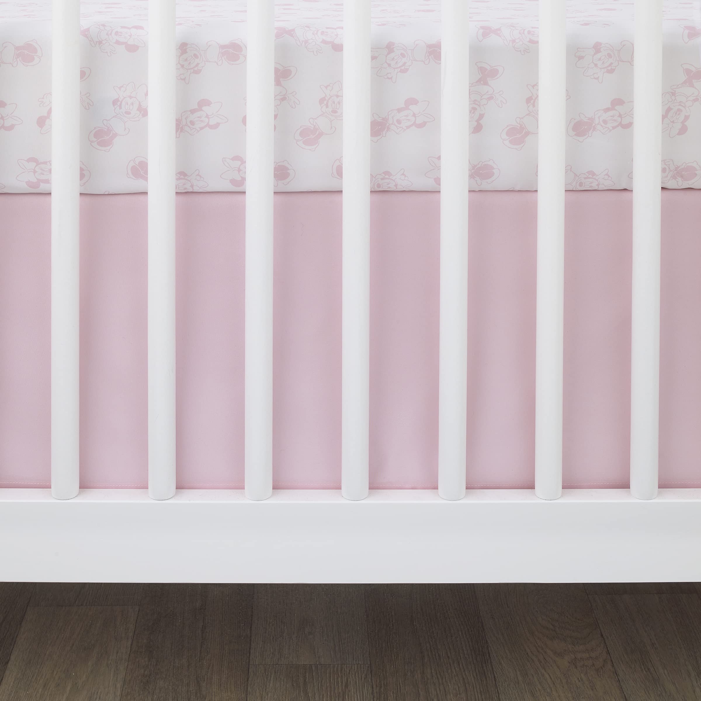 Disney Minnie Mouse Be Happy Pink, Lavender, Aqua and Orange 3 Piece Crib Bedding Set - Comforter, Fitted Crib Sheet and Bed Skirt