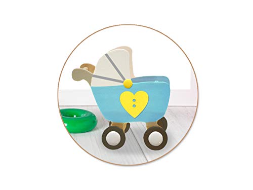Baby Carriage Pram Stroller Miniature Wood for Baby Shower, Crafts, & DIY - 4 Inches Tall