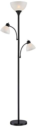 360 Lighting Bingham Modern Torchiere Standing Floor Lamp 71 1/2" Tall Black Metal 3-Light White Shade Decor for Living Room Reading House Bedroom Home Office House