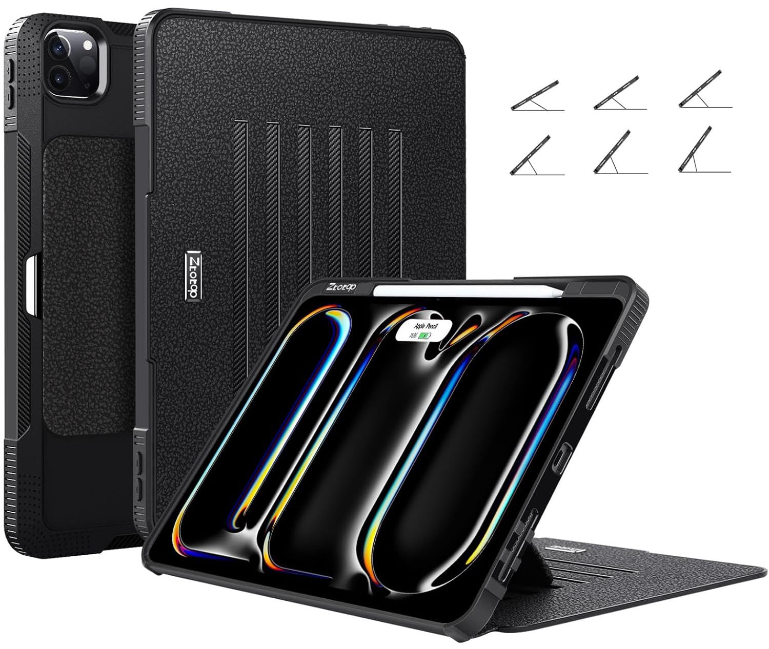 ZtotopCases for New iPad Pro 13 Inch Case 7th Gen M4(2024)/ Pro 12.9 Inch 6th/5th/4th Generation 2022/2021/2020, [6 Magnetic Stand Angles] Protective Cover with Pencil Holder, Auto Wake/Sleep, Black