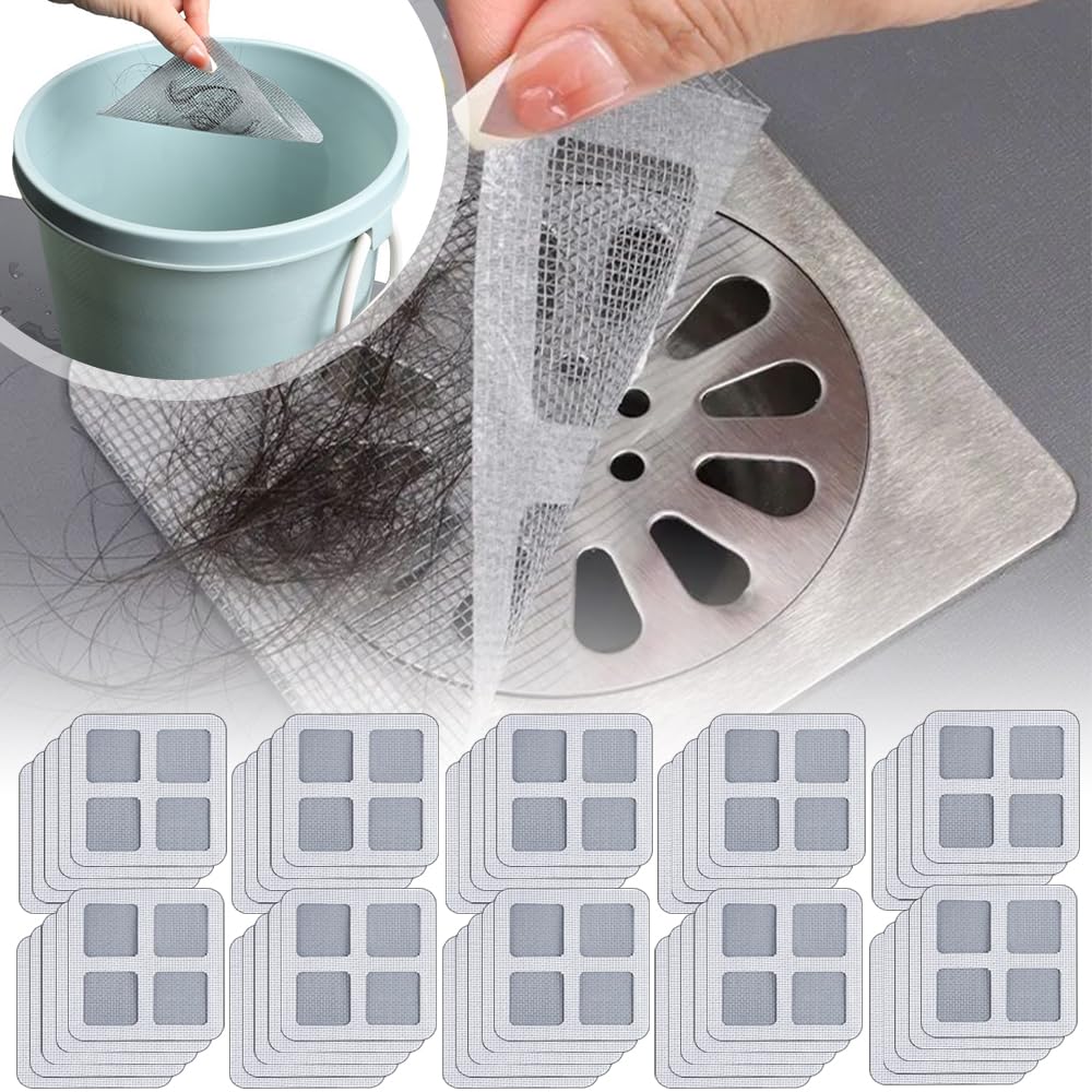 100pcs Disposable Floor Drain Filter Stickers, 2024 Upgrade 4 Inch Drain Hair Catcher Floor Drain Mesh Sticker, Shower Hair Drain Catcher Stickers for Bathroom Laundry Bathtub Kitchen (100)