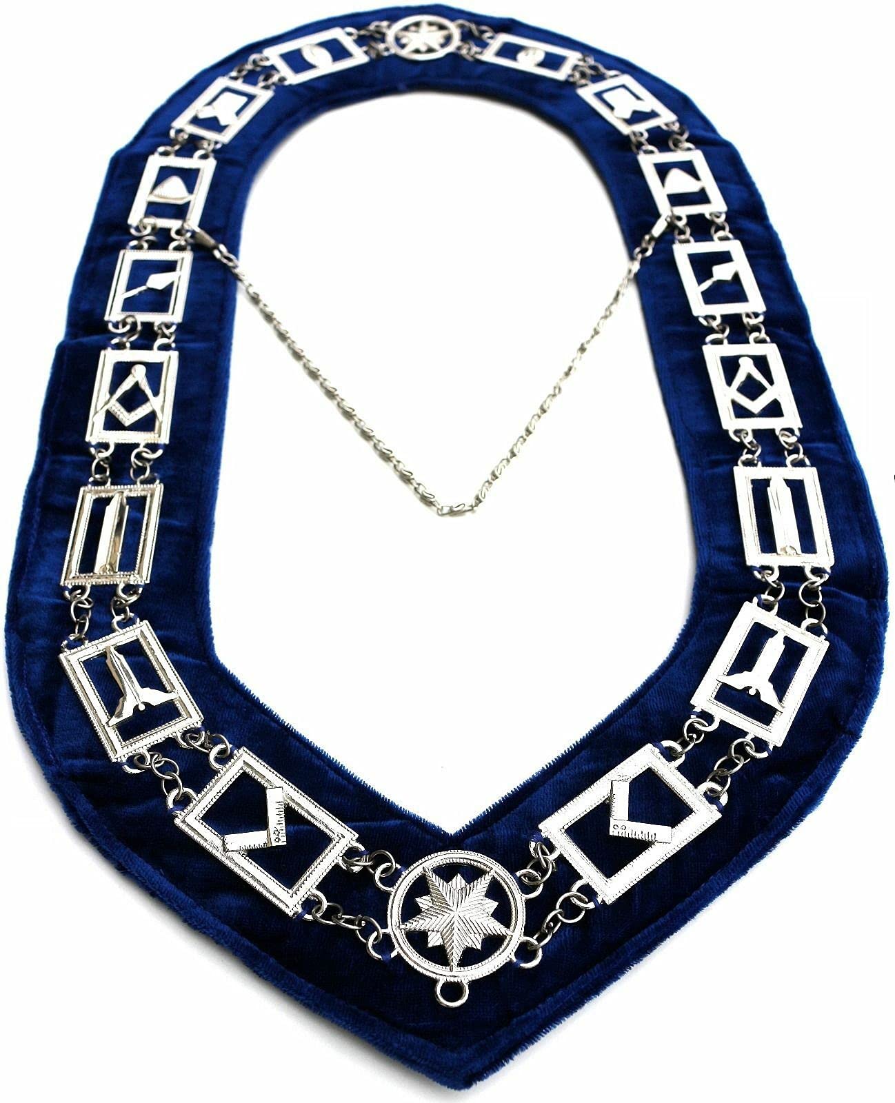 14Stars Masonic Regalia Past Master Mason Blue Lodge Apron Square Chain Collar and Compass Gloves with Lightweight Masonic Regalia Soft CaseApron Holder Set, White and Blue, One Size
