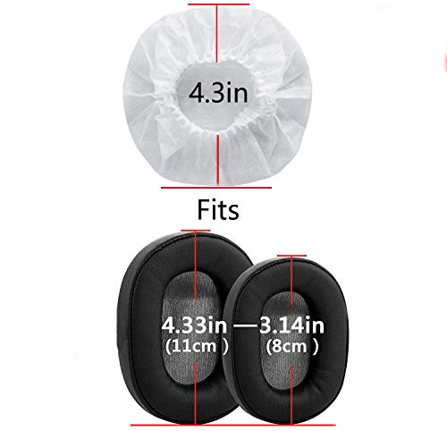 JYHF Disposable Sanitary Headphone Covers, Earpad Cover Ups for Headset Protector, Non-Woven Hygienic Sweat-Proof Stretchable White Ear Cover (200Pcs,4.3”)