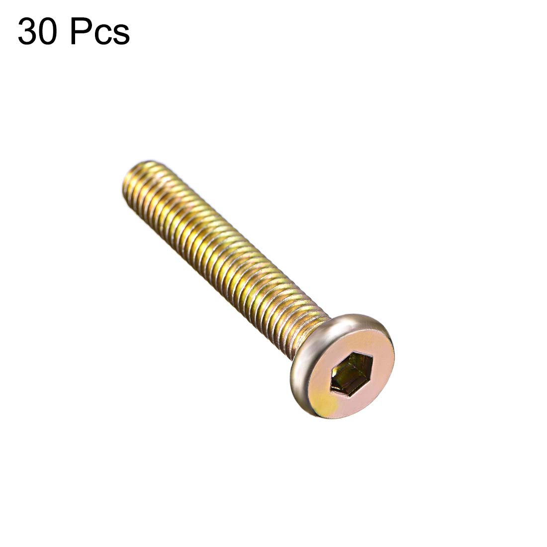 uxcell M6x35mm Furniture Bolt Hex Socket Drive Round Head Screw Zinc Plated 30pcs