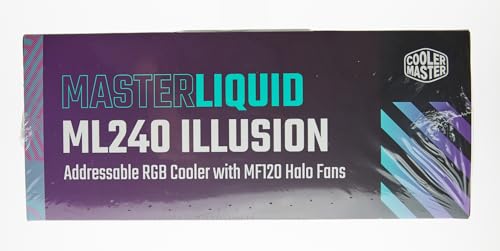 Cooler Master MasterLiquid ML240 Illusion CPU Liquid Cooler - AIO Water Cooling System, 3rd Gen Pump, 2 x 120mm ARGB Halo Fans, 240mm Radiator, ARGB Controller Included - AMD and Intel Compatible