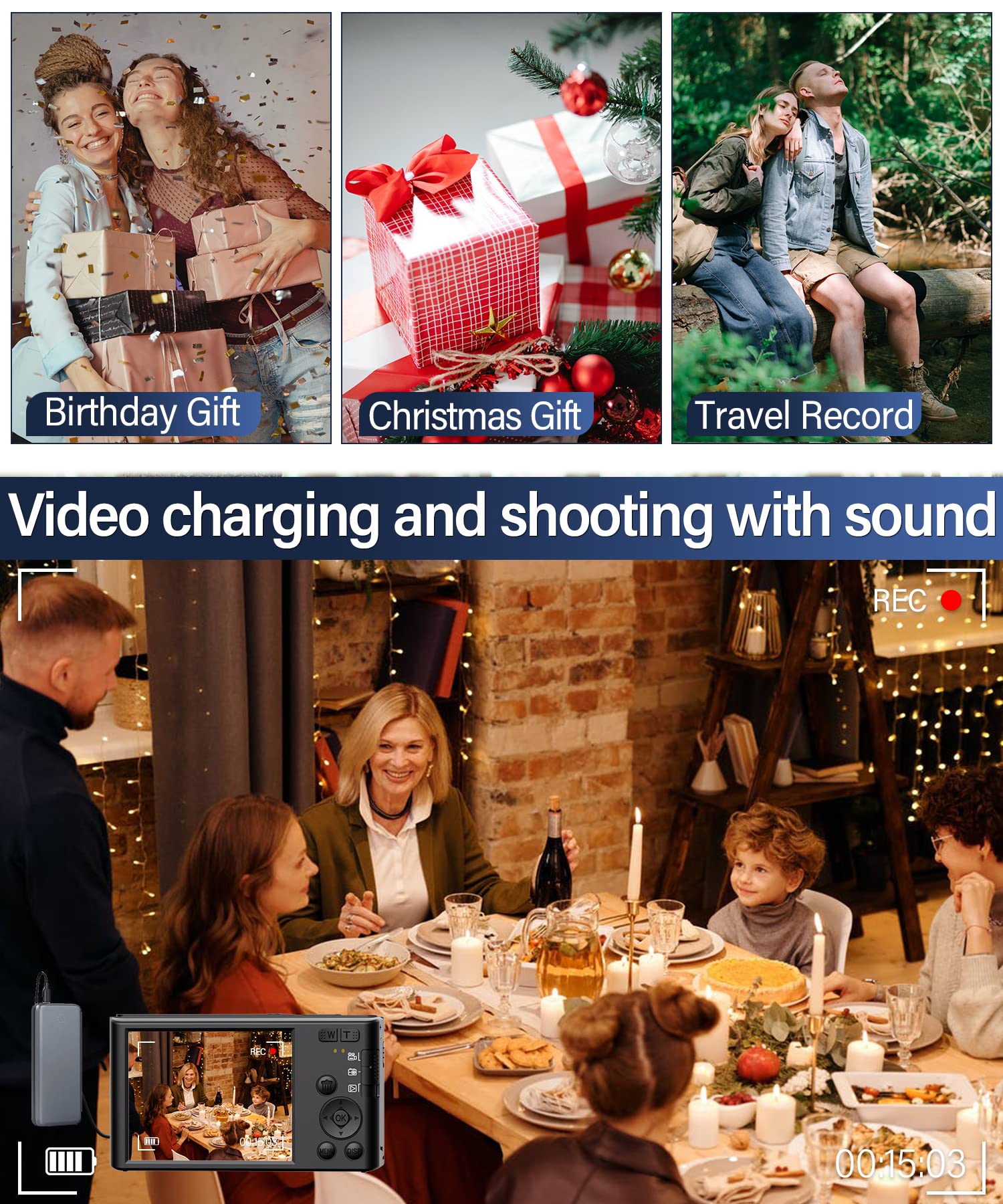 1080P Digital Camera for Photography, 1080P Camera with 16X Video Camera Vlogging Camera for YouTube Compact Point and Shoot Digital Cameras with 32GB SD Card