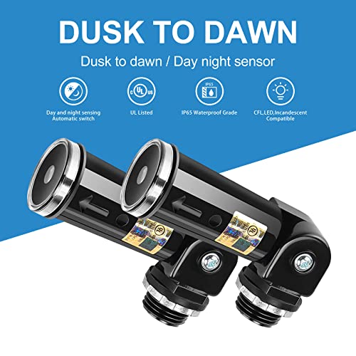2 Pack Dusk to Dawn Sensor,Photocell Light Sensor for Outdoor Lighting, Photocell Sensor, DEOJOY Photo Cell Sensor, 120V-270V Input, UL, IP65 Photoelectric Switch, Photo Cells for Outdoor Light