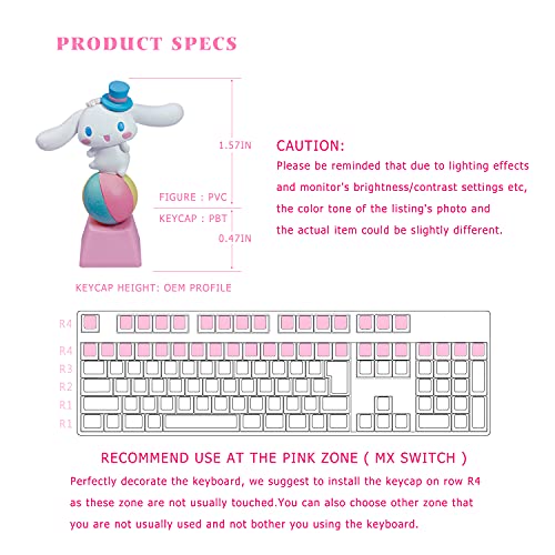 Custom Japanese Anime Keycaps,Compatible with Cherry MX Switches Mechanical Keyboard Pink PBT Keycap,Computer Gaming Keyboards Cute Key Caps,Artisan ESC OEM Profile R4 Key Cap (Step On The Ball)