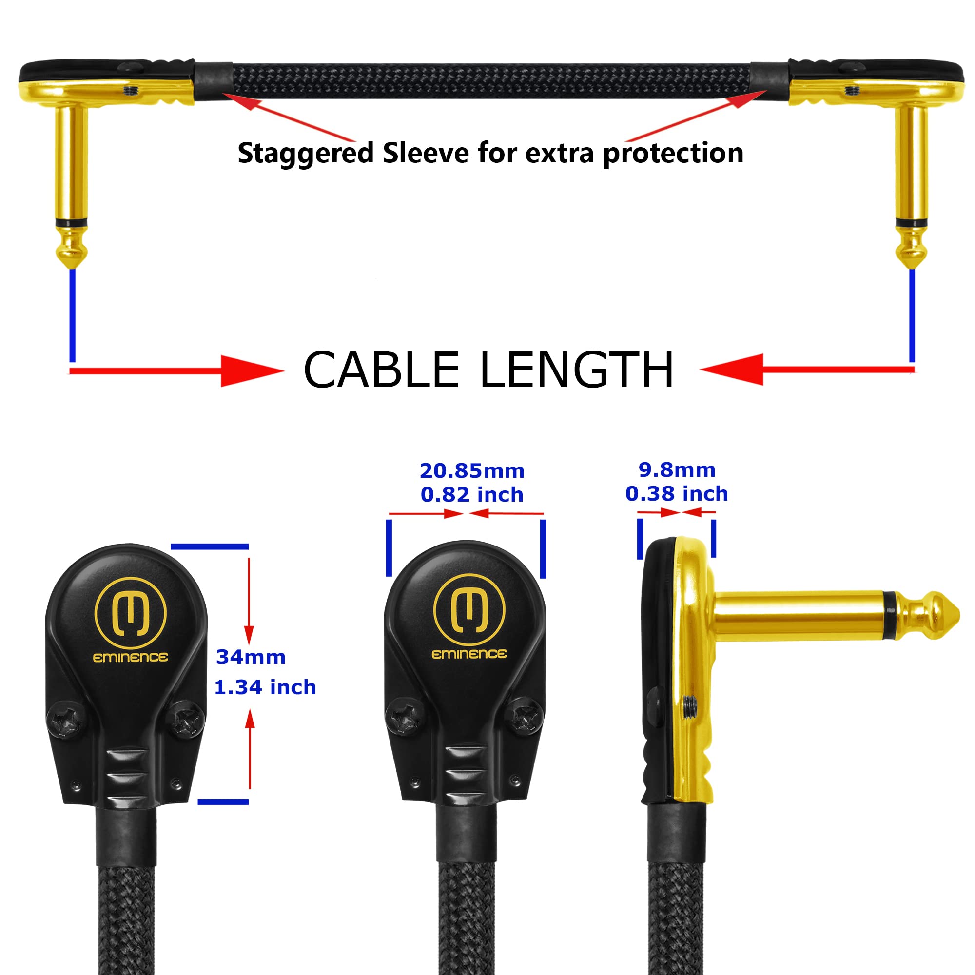 2 Units - 4 Foot - Audioblast HQ-1-BRAID (Black) - Ultra Flexible -Dual Shielded(100%) -Instrument Effects Pedal Patch Cable w/Low-Profile, R/A Gold Pancake TS(6.35mm) Plugs & Dual Staggered Boots
