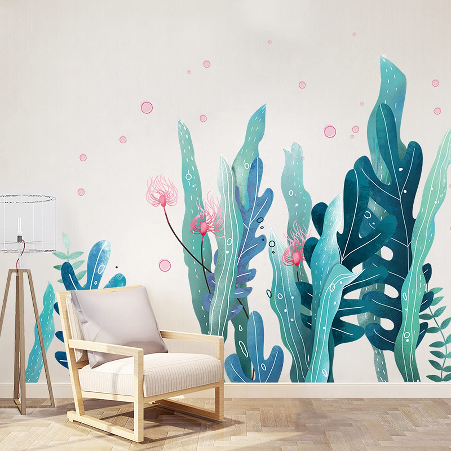 Green Seaweed Wall Sticker Creative Under The Sea World Ocean Grass Baseboard Decal Removable Wallpaper DIY Art Mural for Wall Corner Decor Kids Nursery Bathroom Living Room Bedroom Classroom