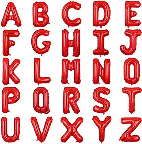 40 Inch Big Red Letter Balloons Foil Mylar Wedding Bachelorette Wedding Birthday Bridal Shower Anniversary Celebration Graduation Party Decoration Alphabet E A-Z