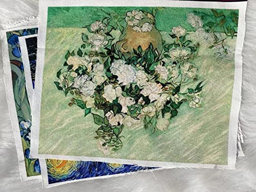7 pcs of 20x25cm high Precision Printed Painting of Van Gogh Cotton Canvas,Fabric for Sewing,Fabric for Making Bags, Quilting,Wall Decor,Cotton DIY Sewing Materials Fabric