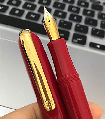 KACO Master Fountain Pen Extra Fine Nib Vivid Red Color with Alloy Pen Case