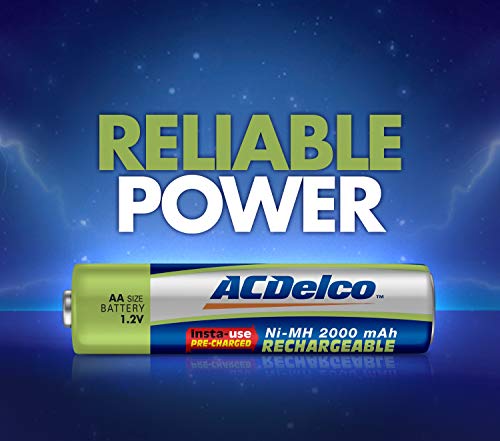 ACDelco 2-Hour Fast Battery Charger Includes AA Rechargeable Batteries and Car Adapter, 4 Count