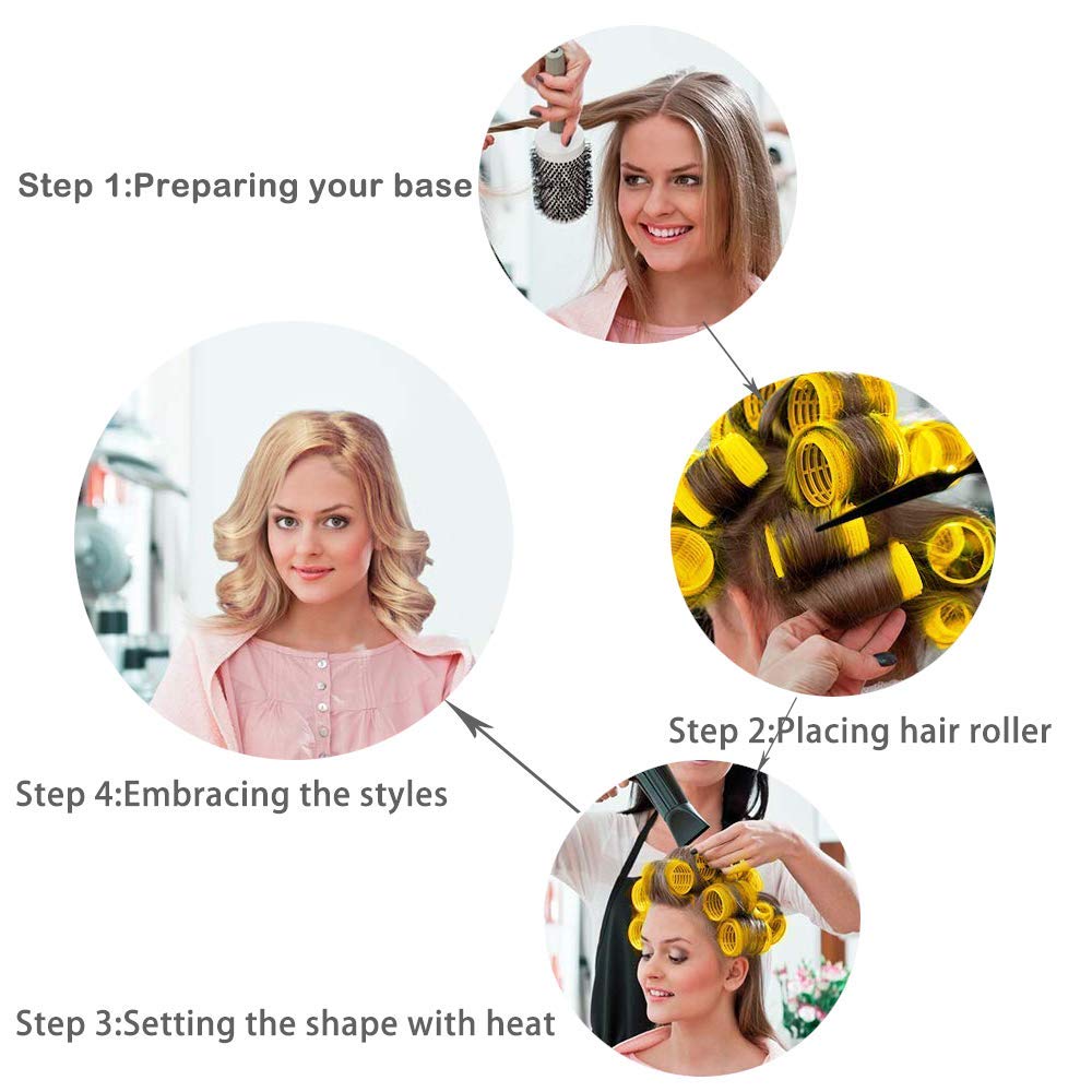 Taouwan Self Grip Hair Rollers Set,Natural Fluffy Hair Roots Hair Styling Tool, Hairdressing Curlers for Women,Large.Medium.Small 6 PCS DIY Self Grip Curlers (Cyan)