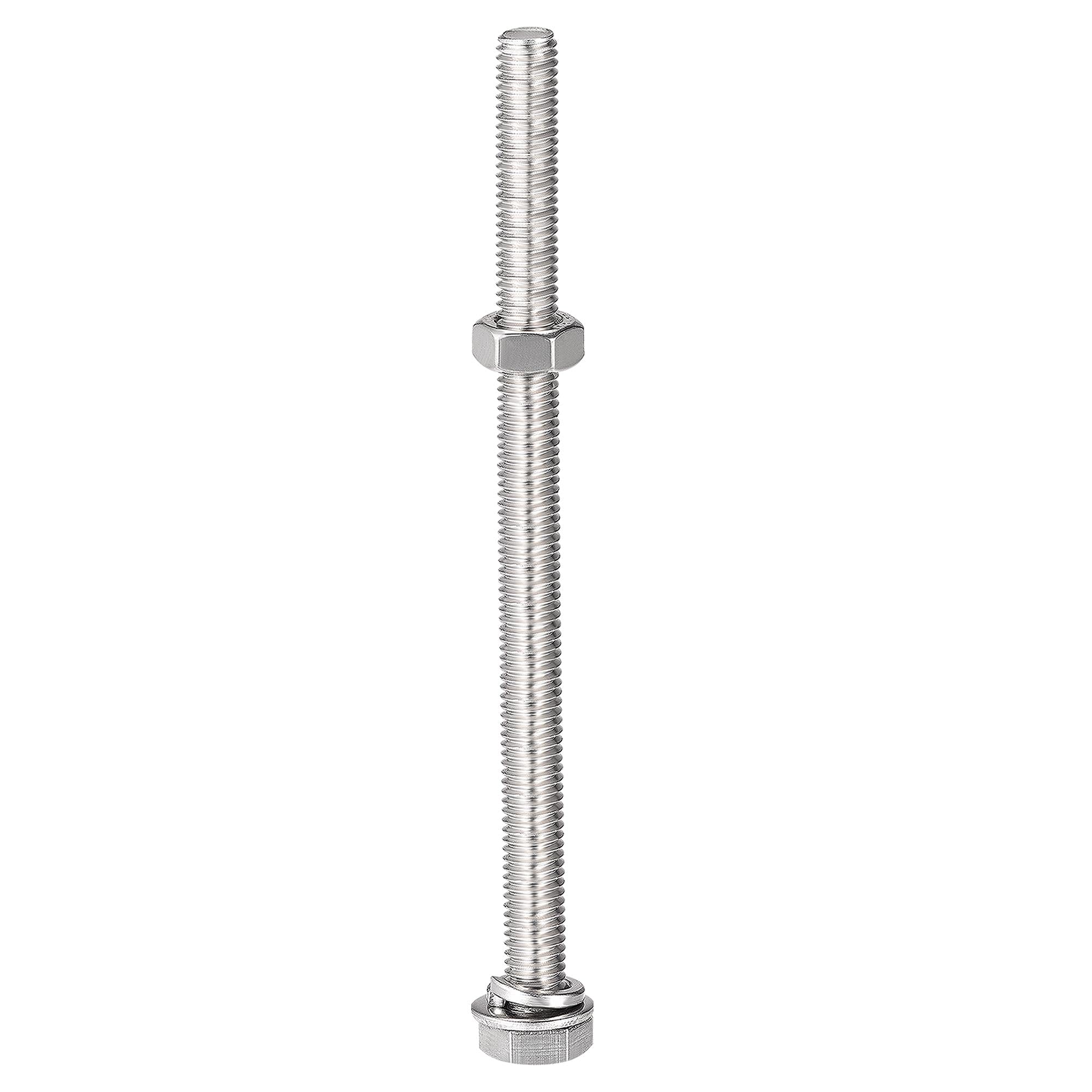 uxcell M8 x 120mm Hex Head Screws Bolts, Nuts, Flat & Lock Washers Kits, 304 Stainless Steel Fully Thread Hexagon Bolts 5 Sets