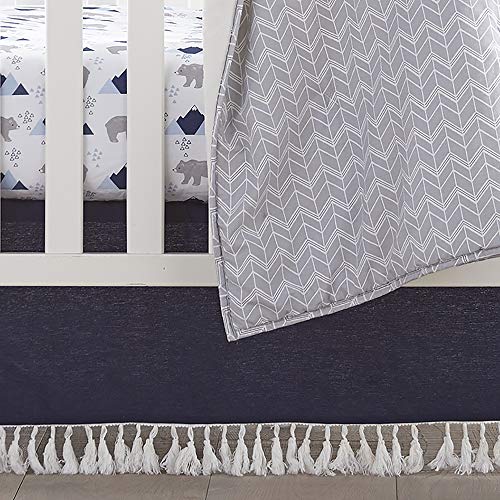 Levtex Baby - Tristen Crib Bed Set - Baby Nursery Set - Chevron - Grey, Blue, Navy, and Cream - Sophisticated Mountain - 3 Piece Set Includes Quilt, Fitted Sheet, and Crib Skirt/Dust Ruffle