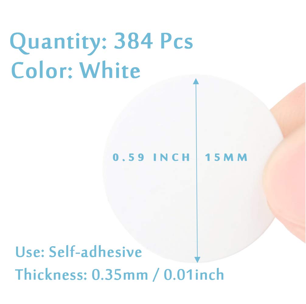 Self-Adhesive Screw Hole Stickers, 384pcs-0.59inch/15mm Self-Adhesive Screw Covers Caps Dust Proof Sticker for Wood Screw-White (384pcs-0.59inch/15mm)