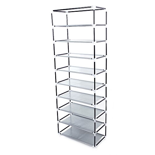 Kcelarec 10 Tiers Shoe Rack Shoe Storage Organizer Cabinet Tower with Dustproof Cover Closet Shoe Cabinet Tower (Purple)