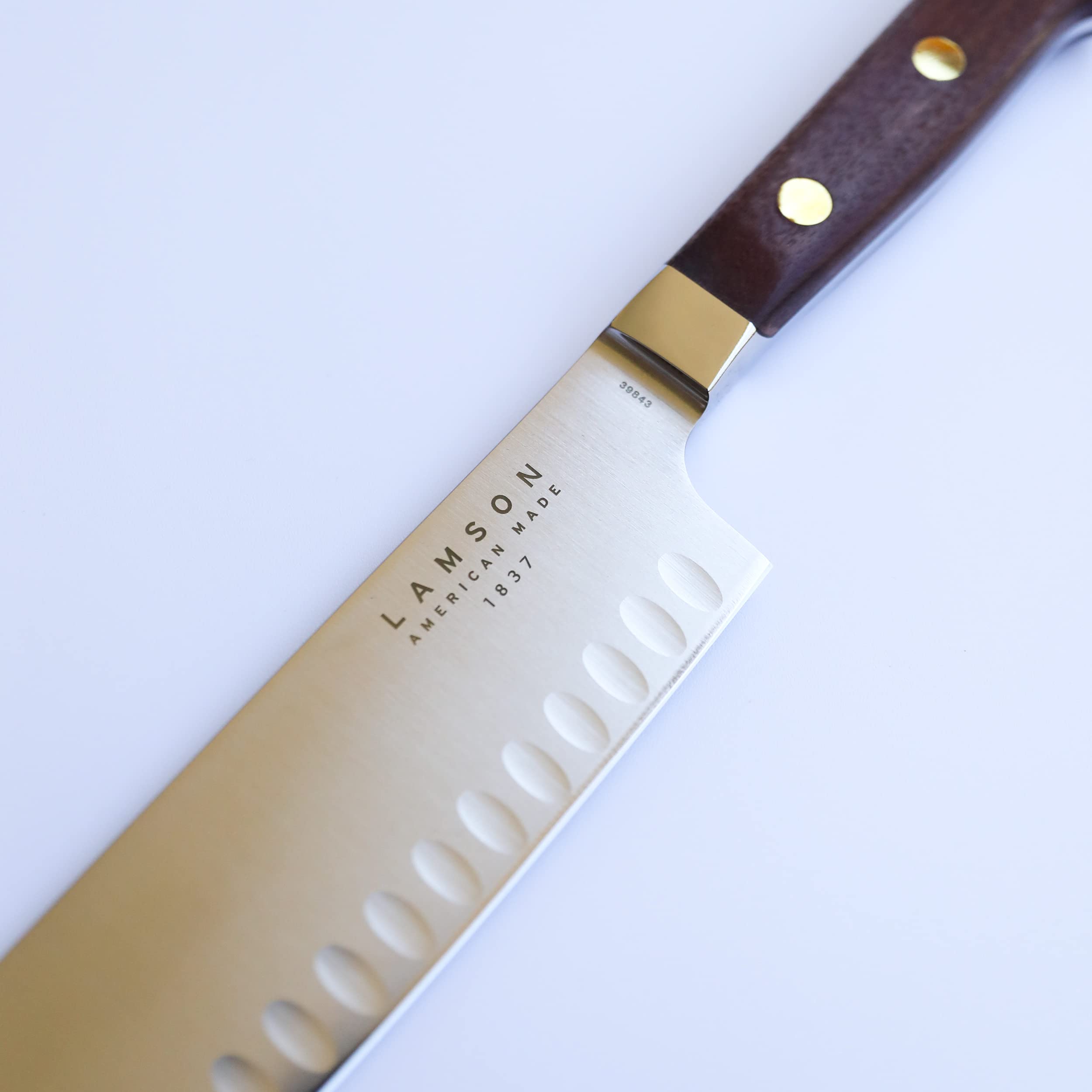 Lamson 7" Premier Forged WALNUT Handle Nakiri Knife with Kullenschliff (Scalloped) Edge