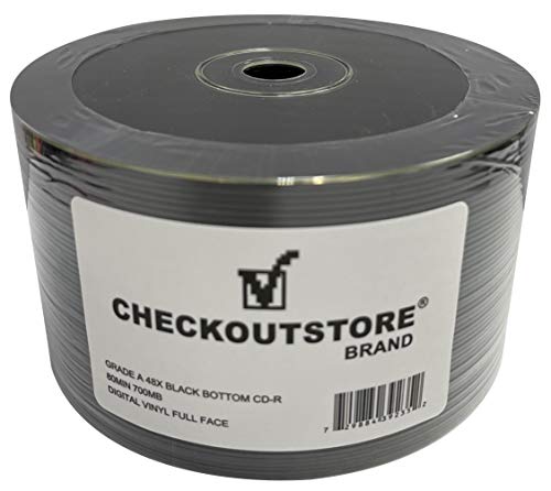 CheckOutStore 48x Black Bottom CD-R 80min 700MB Digital Vinyl Full Face (Pack of 100)