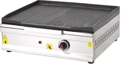 20 '' (50 cm) Commercial Kitchen industrial Catering Electric Countertop Tabletop GROOVED HEAVY DUTY CAST IRON COOKING AREA Restaurant Cafe Grill Hot Plate Cooktop Manual Griddle 220V