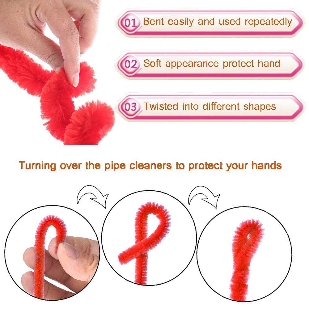 100pcs Pipe Cleaners Chenille Stems for DIY Art Supplies Craft Projects 6mmx30cm Christmas Pipe Cleaners Decoration, Glitter Pink