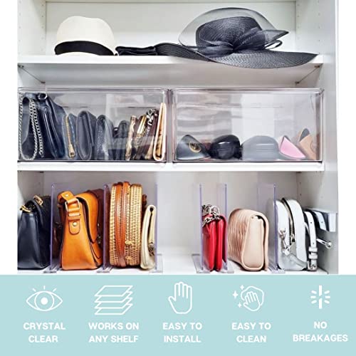 4PC Shelf Divider, with Spare Adhesives, Adjustable Closet Organisation, Multi-Purpose Shelf Separator for Bedroom, Closet, Pantry, Linen, Kitchen, Office, Bookshelf,