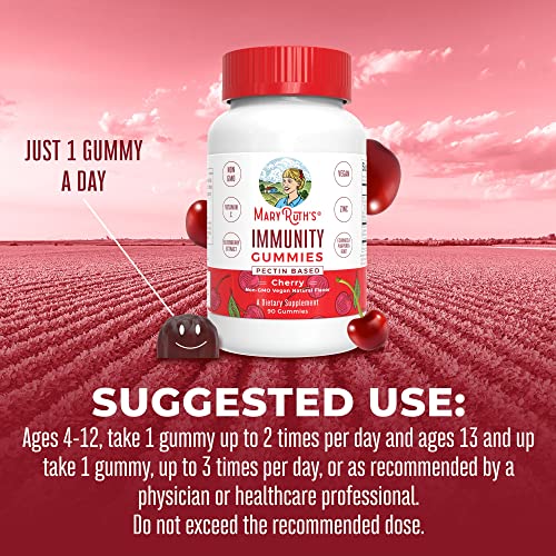 MaryRuth's Immune Support Elderberry Gummies with Echinacea | Vitamin C and Zinc for Adults & Kids | Immune Defense Gummy Vitamins | Cherry | Vegan | Non-GMO | 2 Pack | 90 Count