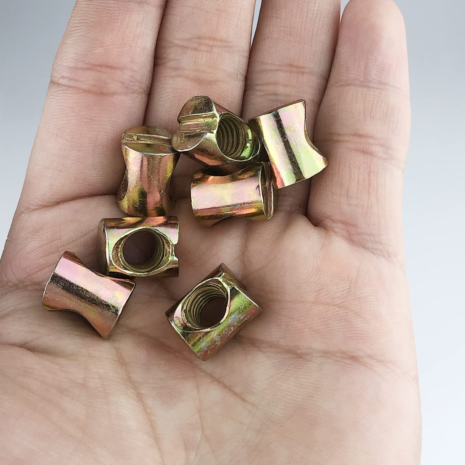 10 PCS Metric M8 Barrel Nuts Cross Dowels Slotted Nuts Baby Bed Crib Screws Hardware Replacement Kit for Bunk Bed Beds Headboards Chairs Furniture M8x12mmx15mm Color zinc