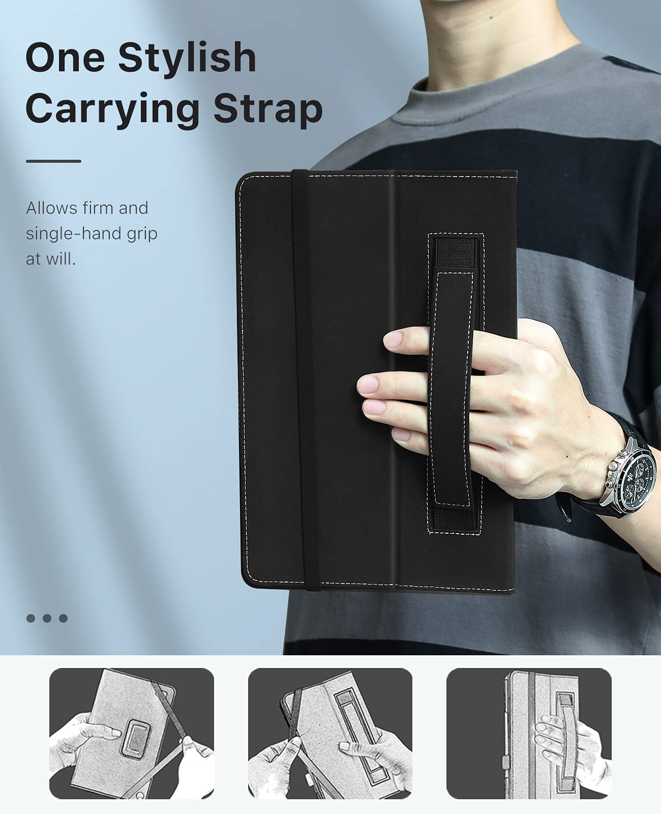 MoKo Case Compatible with Samsung Galaxy Tab A7 Lite 8.7 Inch (SM-T225/T220/T227), Slim Lightweight PU Tablet Shell Cover Stand Case Fit Samsung Galaxy Tab A7 Lite 8.7 2021 Tablet - Black