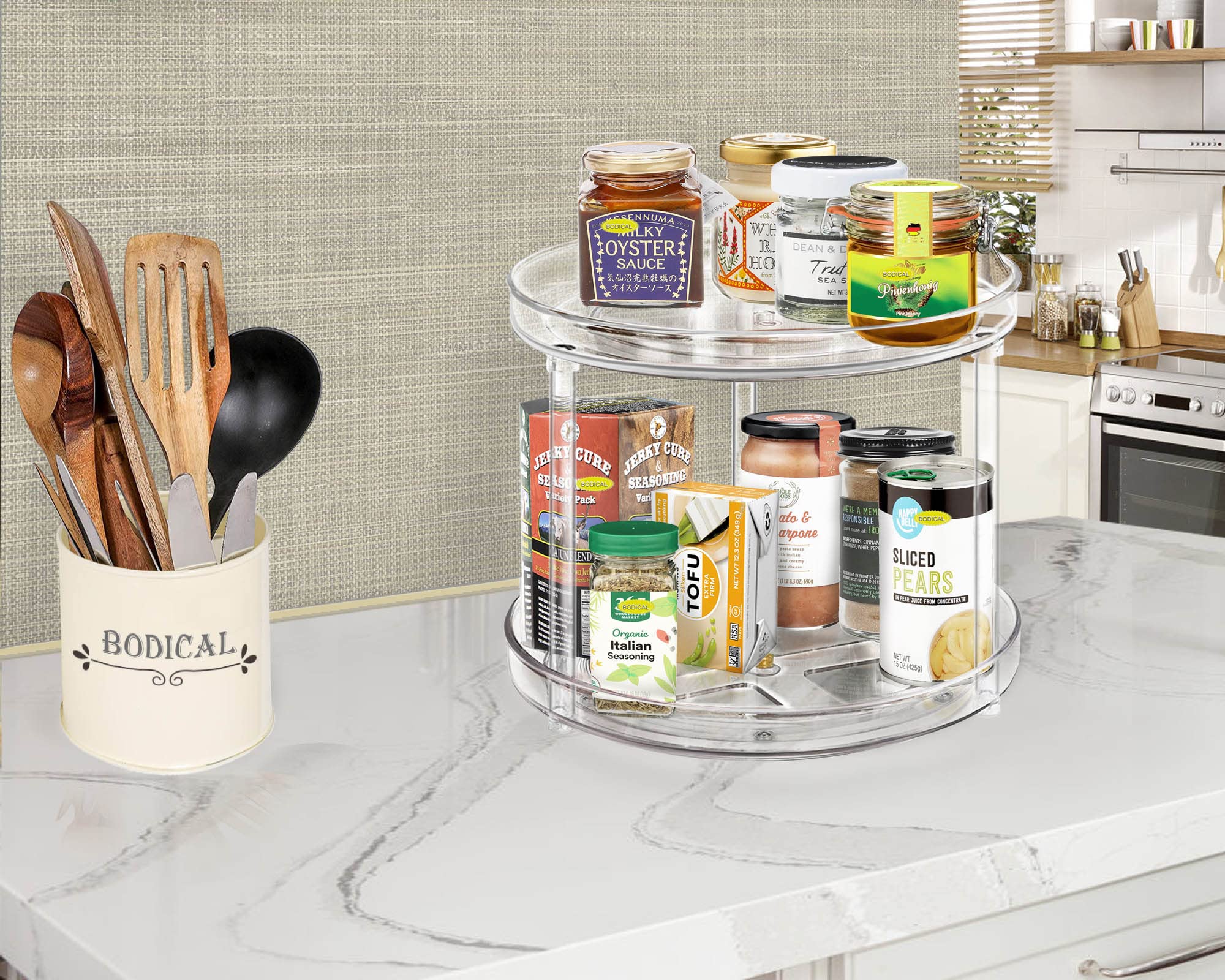 10.6inch 2 Tier Lazy Susan Organizer and 9.26inch 2 Pack Lazy Susan Tray