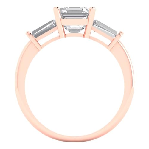 1.62 ct Sq Emerald cut 3 stone Solitaire Genuine Moissanite Engagement Promise Anniversary Bridal Ring 18K Rose Gold 5.5