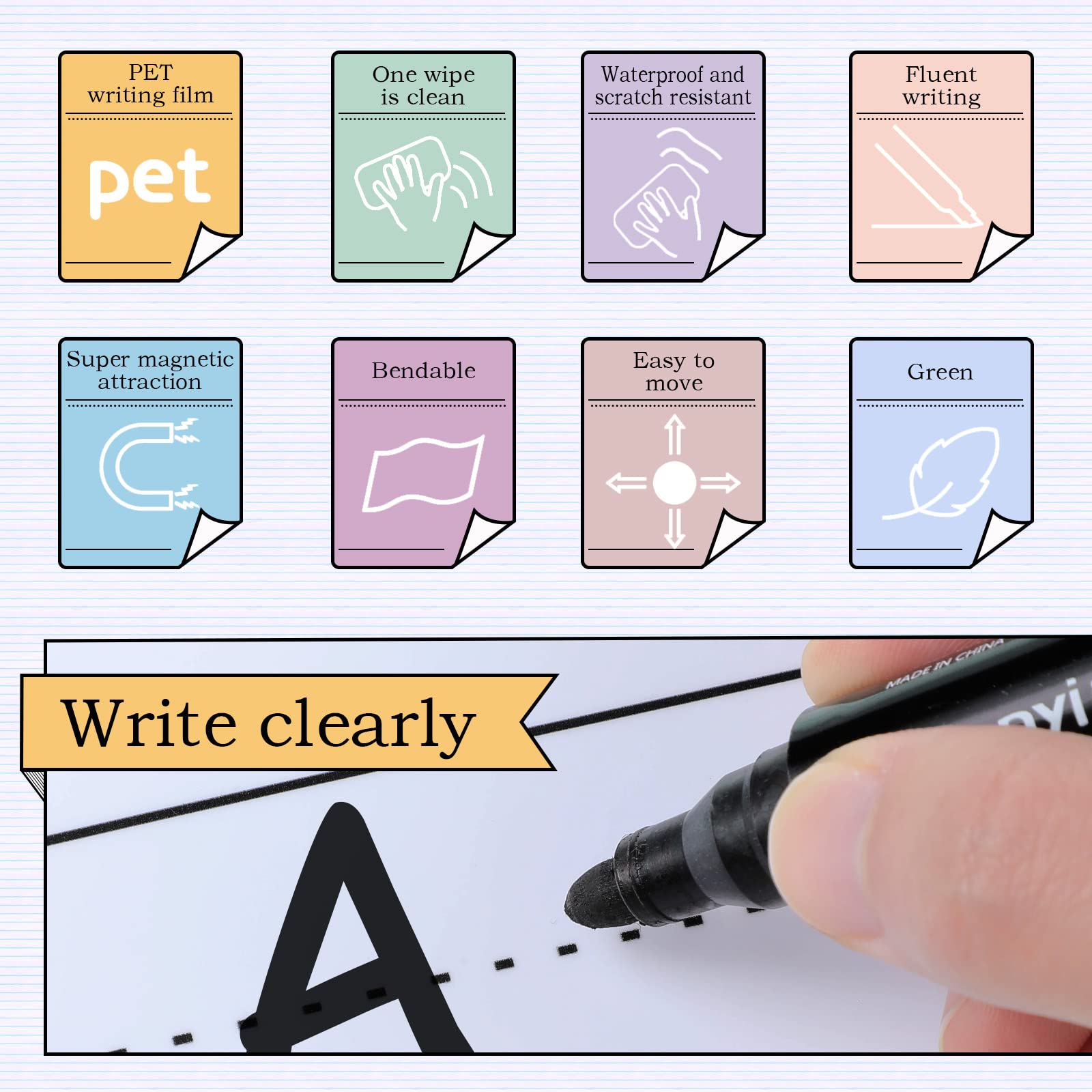 20 Pcs Magnetic Sentence Strips, Sentence Strips with Magnets, 12 x 3 in, Magnetic Dry Erase Sentence Strips, Lined Magnetic Strips, Reusable Ruled Classroom Learning Tool for Whiteboard (White)