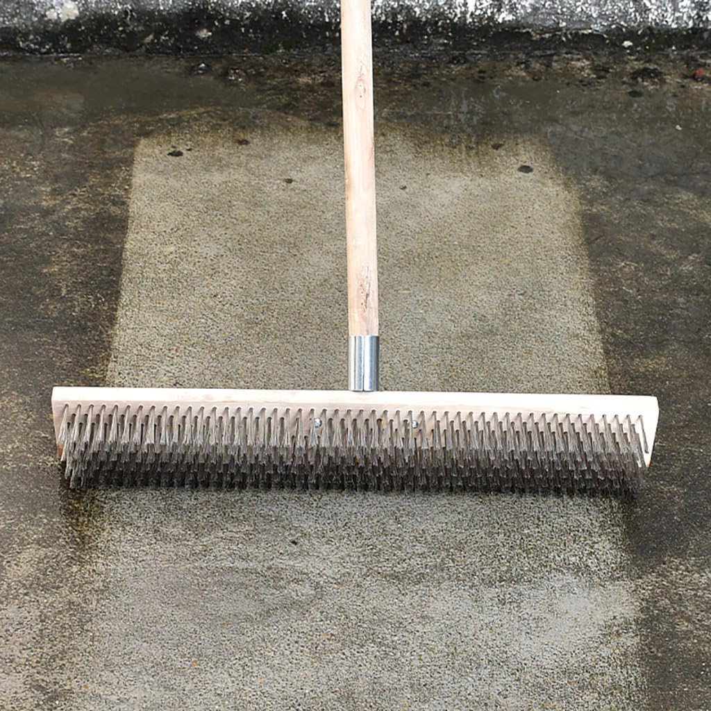 16" Heavy-Duty Rough Surface Floor Brush,Stainless Steel Wire Large Deck Scrub Brush 16" x 2.7β Removes Snow, Dirt & Grime on Drivways, Steps, Patios, Decks, Tile, Cement Without Stick (16")