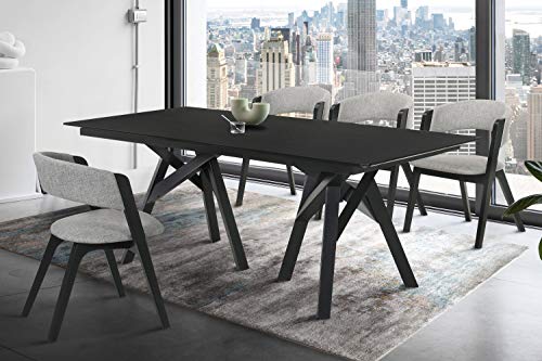 Armen Living Cortina 79" Mid-Century Modern Black Wood Dining Table Legs