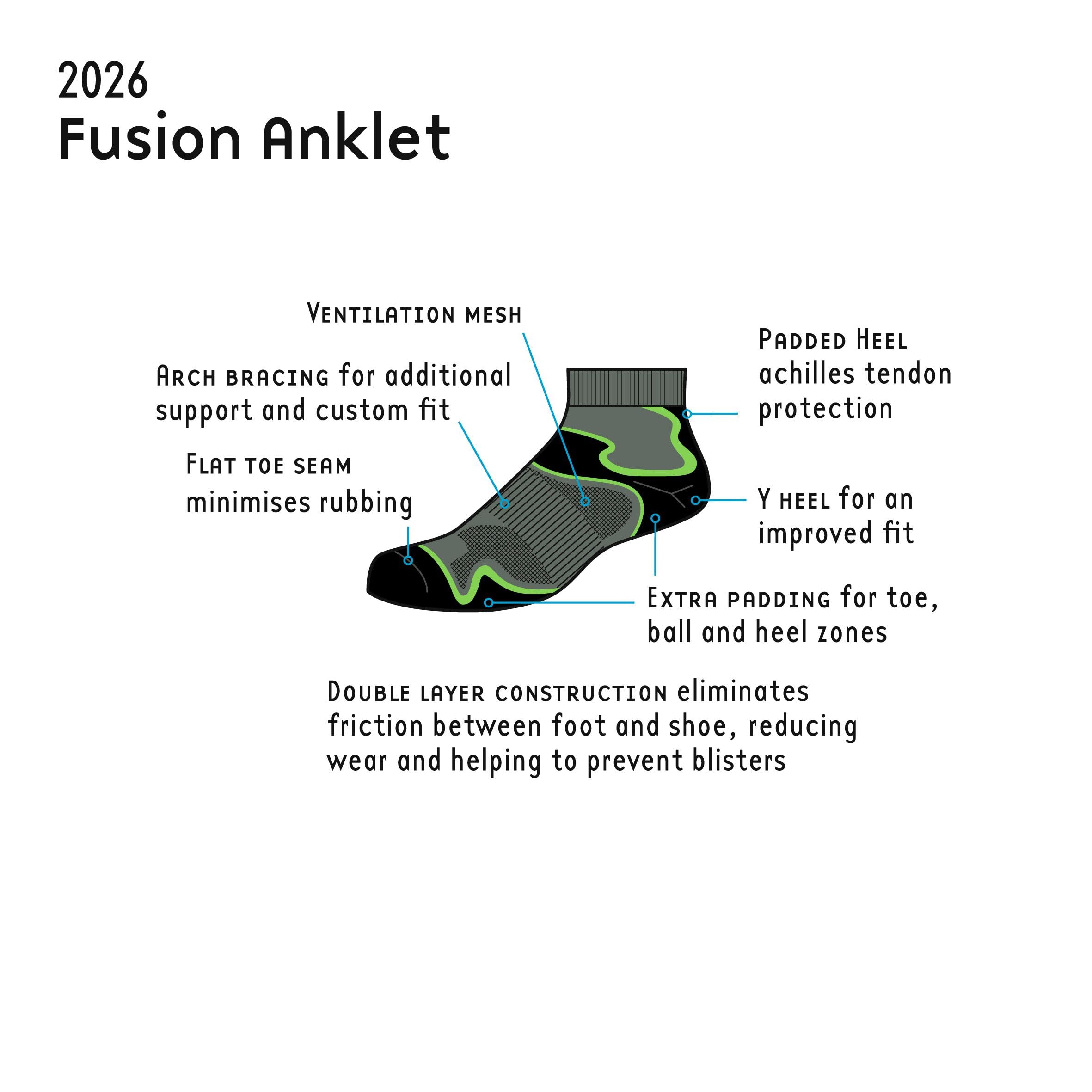 1000 Mile Standard Fusion Running, Black/Green, L