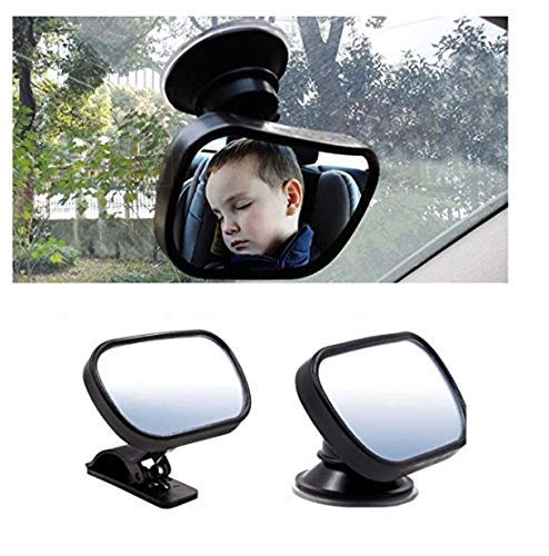 ZogeeZ Baby Rear View Car Mirror - Wide View for Better Viability - Shatter-Resistant Seat Safety for Infants, Children, or Toddlers - Suction or Clip-On Mounted Visor - 3"x2" size