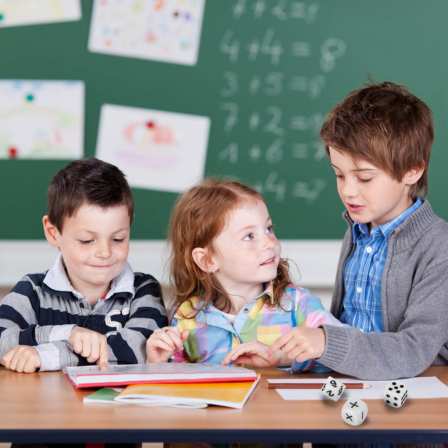 18 Pieces Teaching Dice Set, Include Operation Dice, Number Dice and Other Dice for Math Teaching Classroom Supplies