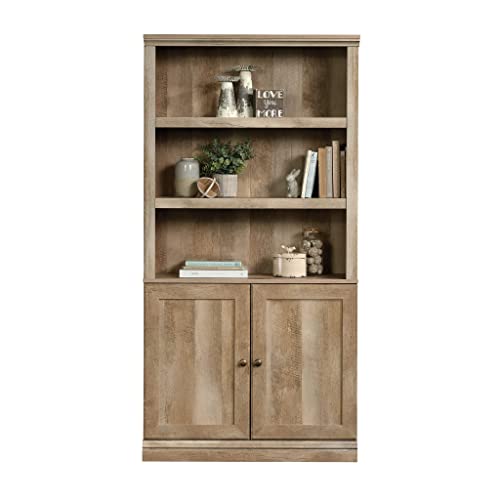 Sauder Miscellaneous Bookcase with Doors, L: 35.28" x W: 13.23" x H: 69.76", Lintel Oak finish