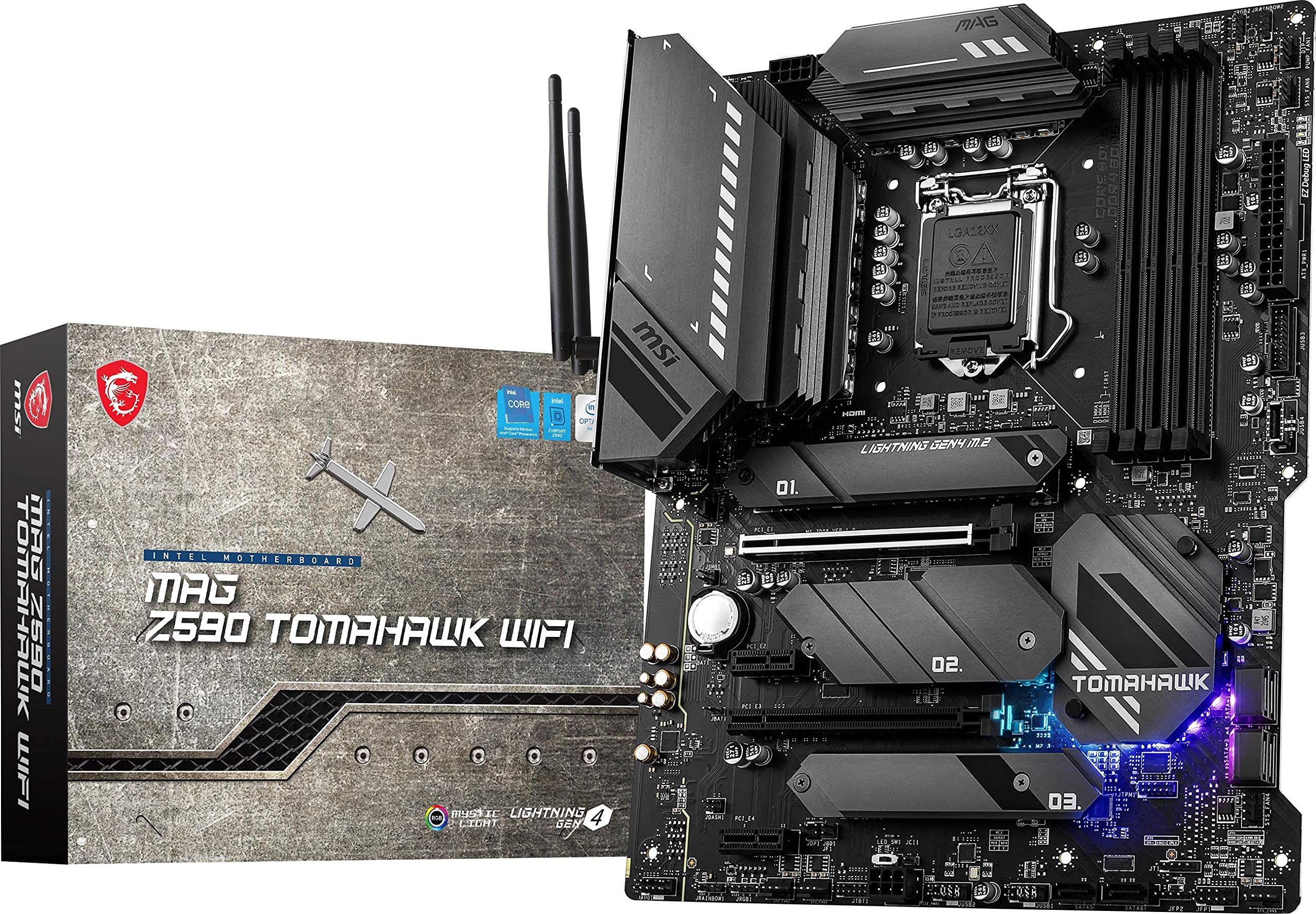 MSI MAG Z590 Tomahawk WiFi Computer Gaming Motherboard (ATX, 11th/10th Gen Intel Core, LGA 1200 Socket, DDR4, PCIe 4, CFX, M.2 Slots, USB 3.2 Gen 2, Wi-Fi 6E) Intel PC Motherboards (Renewed)