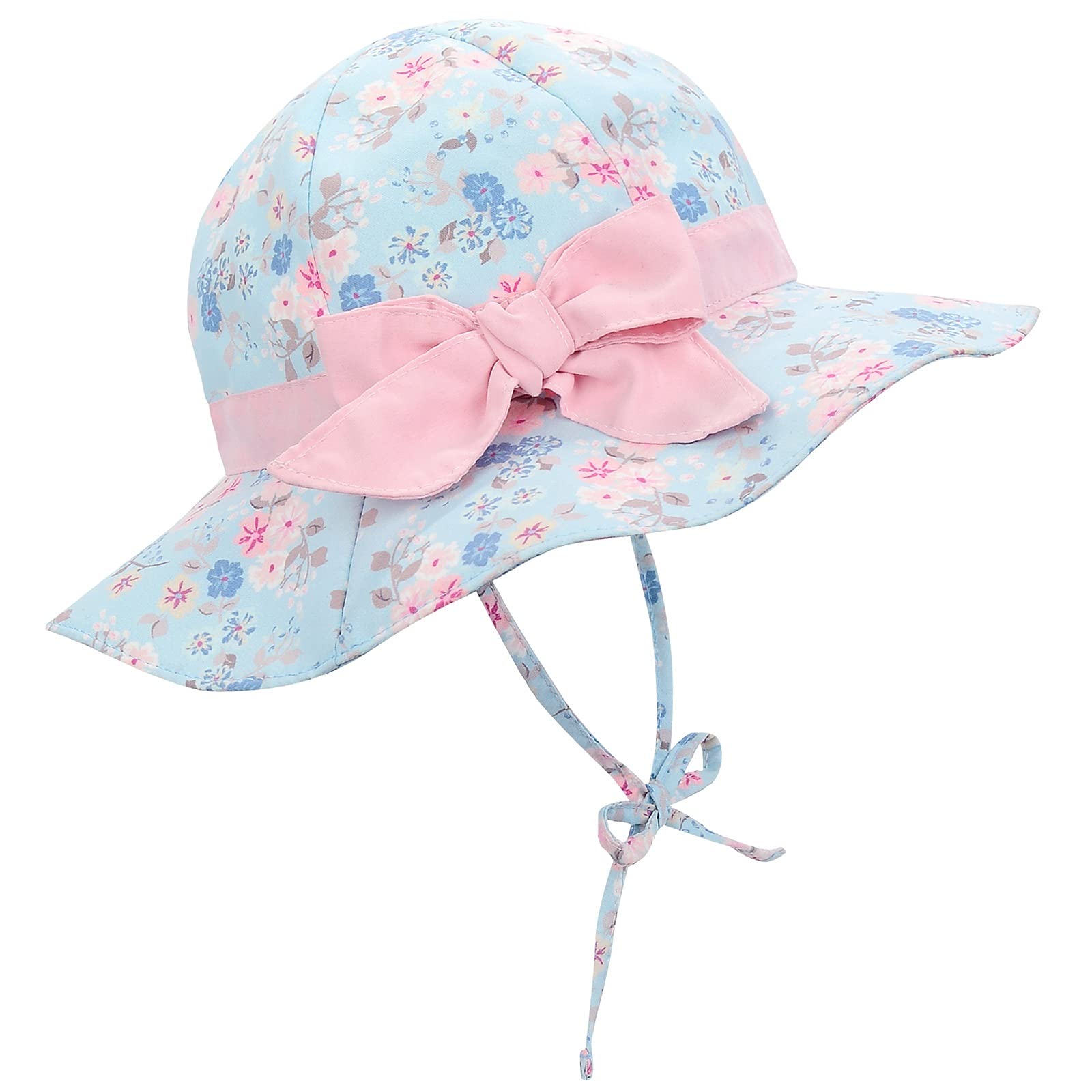 Baby Hat Bows for Girls Baby Bonnet Sun Hats for Babies UPF 50+ Baby Hats 6-12 Months Powder Blue Bow Outdoor Caps