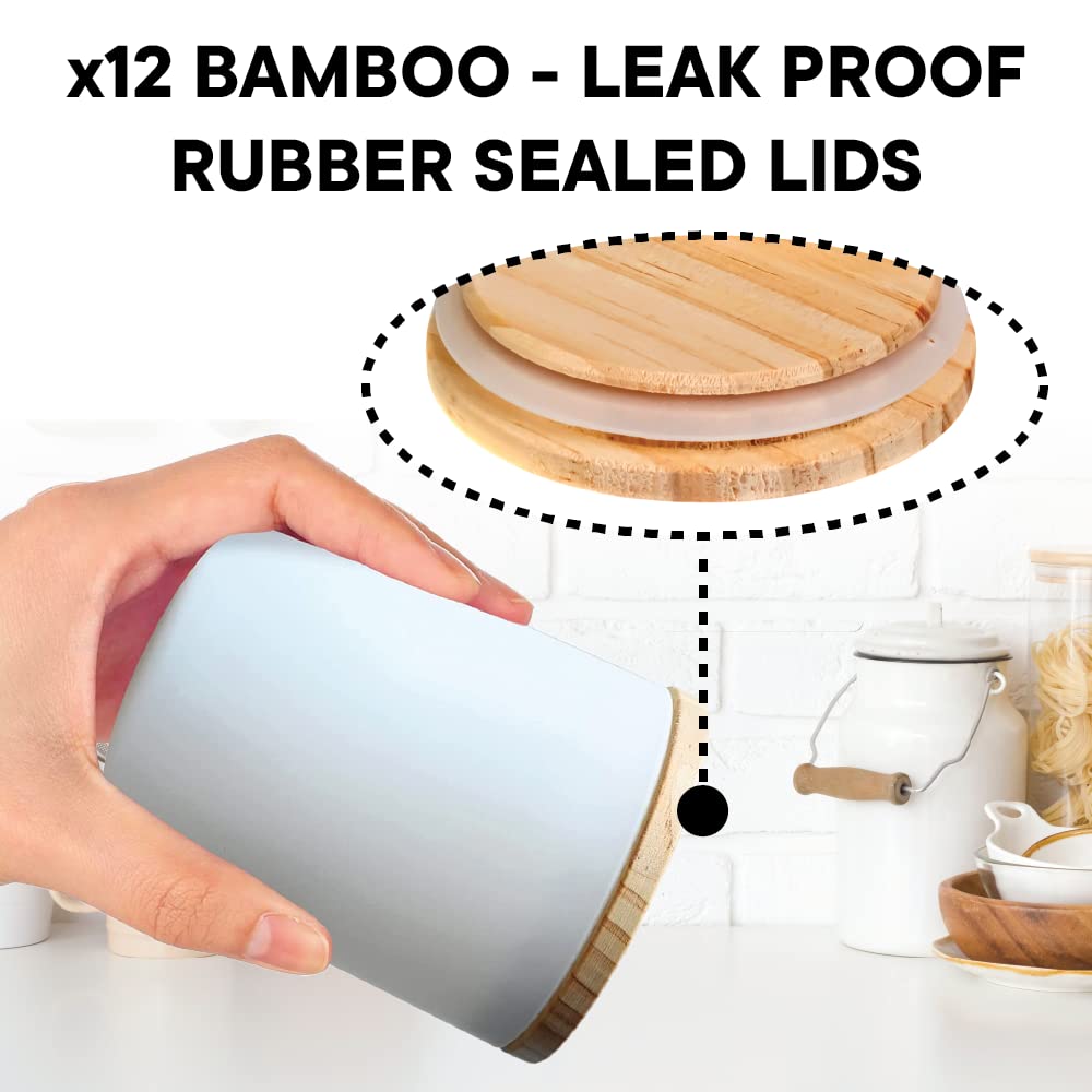 12-Pack, 10 OZ Candle Jars for Making Candles White Glass with Bamboo Sealed Lid - Luxurious Glass Candle Container Supplies, Leak Proof, Reusable Storage & Dishwasher Safe
