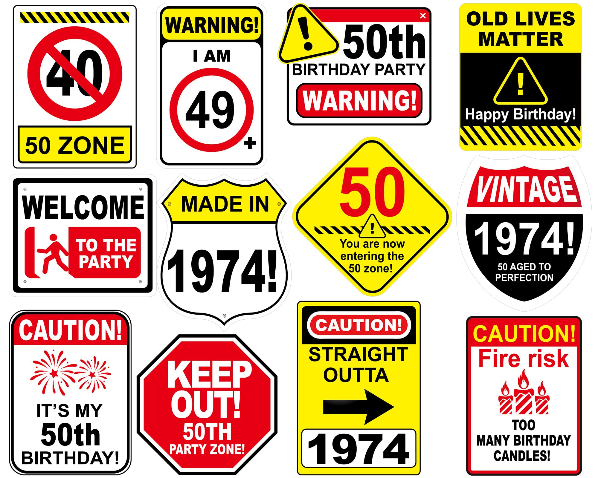 12 Pcs 50th Birthday Decorations Men 50 Years Old Wall Signs Vintage 1974 Photo Booth Props 50th Birthday Party for Men and Women Cheers to 50 Years for Party Supplies 50th Anniversary Party Favors