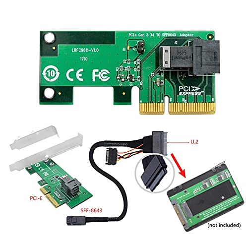 Cablecc PCI-E 3.0 4.0 to SFF-8643 Card Adapter and U.2 U2 SFF-8639 NVME PCIe SSD Cable for Mainboard SSD